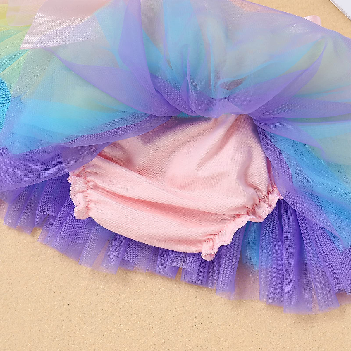 Baby Girls Rainbow Tutu Skirt with Headband Sets Toddler Girl Tulle Bloomers Diaper Covers Bowknot Bottom Skirts Skorts Tutu for Baby Girl 1st Birthday Cake Smash Outfit Rainbow 6-12 Months
