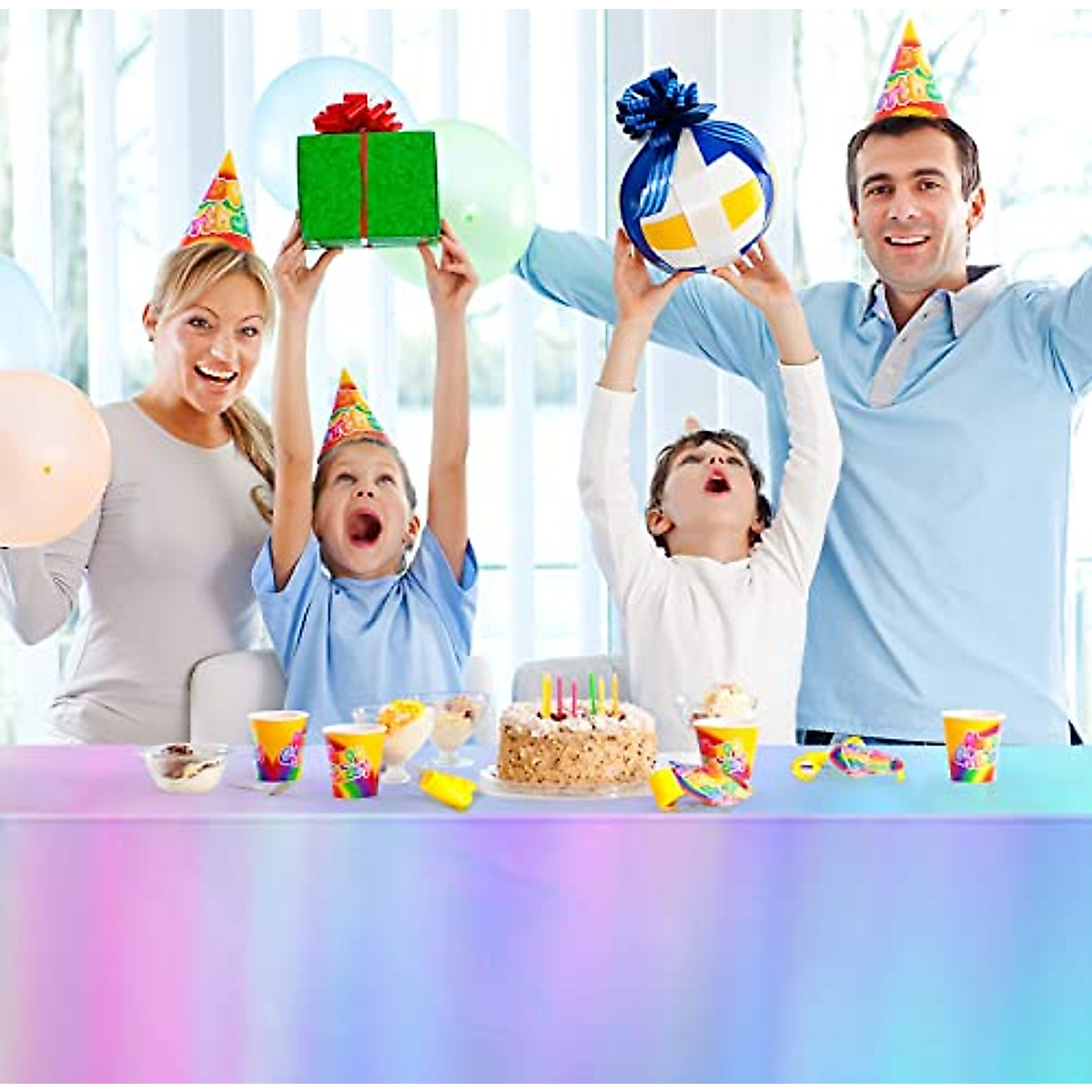 3 Pack Iridescent Tablecloth, 54" x 108" Birthday Party Table Cloths Iridescence Plastic Disposable Table Covers Iridescent Disco Party Decorations, Mermaid Birthday Decor Tablecloth for Buffet Table