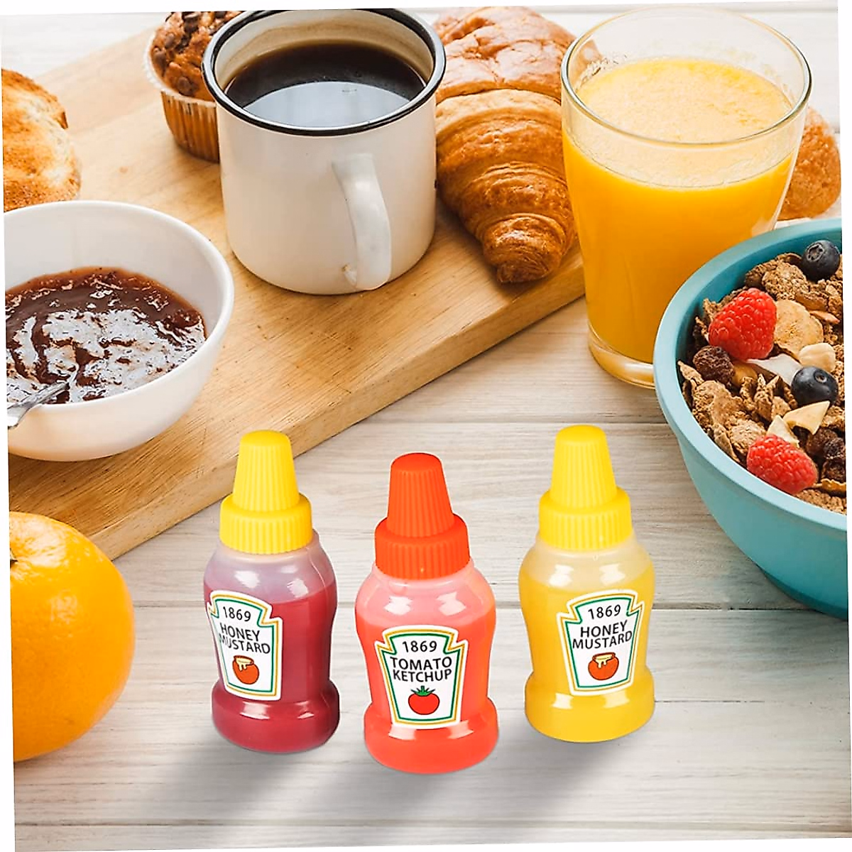 KUYYFDS Mini Ketchup Bottles, 25ml Mini Condiment Bottles, Honey Mustard Bottles, Office Worker Portable Sauce Container, Bento Box, Condiments, Mayonnaise Syrup,8 Pcs Spice Jars