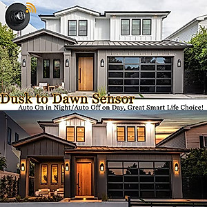 MoMyofdy Outdoor Lights with GFCI Outlet, Dusk to Dawn Wall Light Fixture Porch Light Wall Lantern, Waterproof Exterior Wall Sconce, Auto On/Off Wall Mounted Lighting Black for House Outside Garage