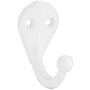 Stanley Hardware S819-116 4025 Single Prong Robe Hook in White , 2 piece