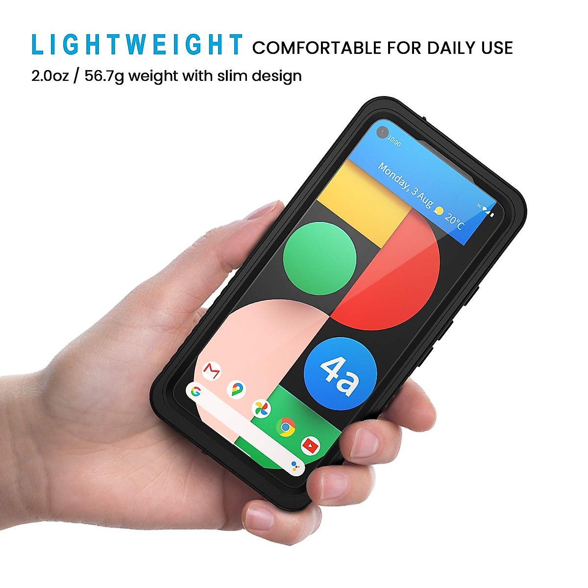 Lanhiem Pixel 4a 5G Case, IP68 Waterproof Dustproof Case [NOT Fit 4G Version] with Built-in Screen Protector, Full Body Protective Cover for Google Pixel 4a 5G Only, Black/Clear