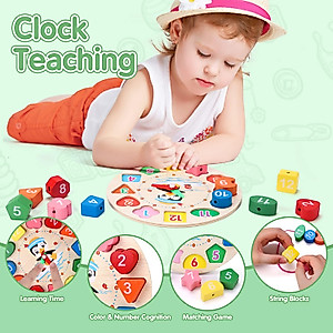 Qizebaby Montessori Toys for 2 Year Old Boys Girls, 6PCS Kids Wooden Toys, Baby Boy Toys 3-6 Year Old, Preschool Educational Learning Toy for Kids Ages 3 4 5 6+, Birthday Gifts