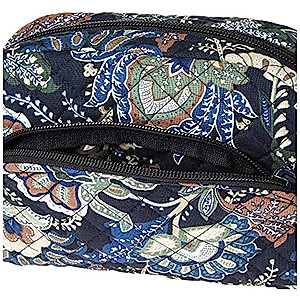 Vera Bradley Women's Cotton Medium Cosmetic Makeup Organizer Bag, Java Navy Camo - Recycled Cotton, One Size