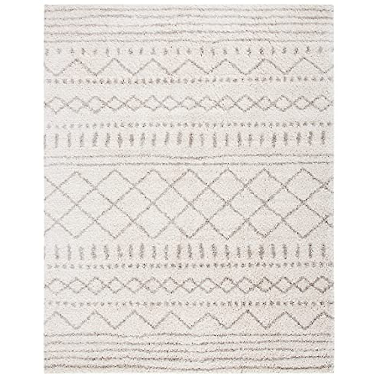 SAFAVIEH Arizona Shag Collection 6'7" x 9'2" Ivory/Beige ASG741A Moroccan Non-Shedding Living Room Bedroom Dining Room Entryway Plush 1.6-inch Thick Area Rug