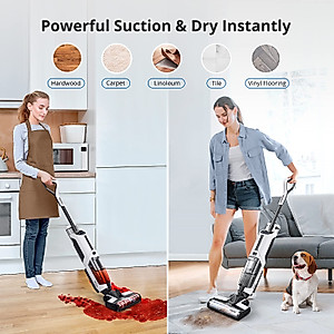 Acekool Smart Voice Assistant Cordless Wet Dry Vacuum and Mop Cleaner, 30s Self-Cleaning Household Stick Vacuum Cleaner Pet Hair, LED Display, Upright for Hardwood Floors and Carpet