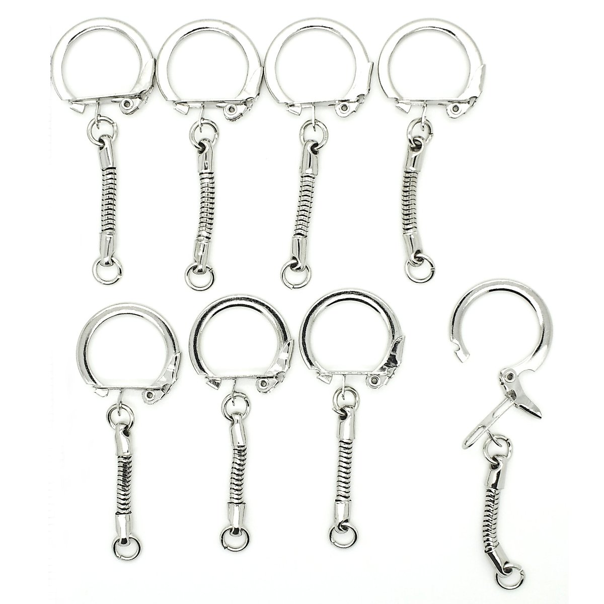 Key Chains Snake Chain with Snap End and Jump Ring for Craft Findings - Pack of 50