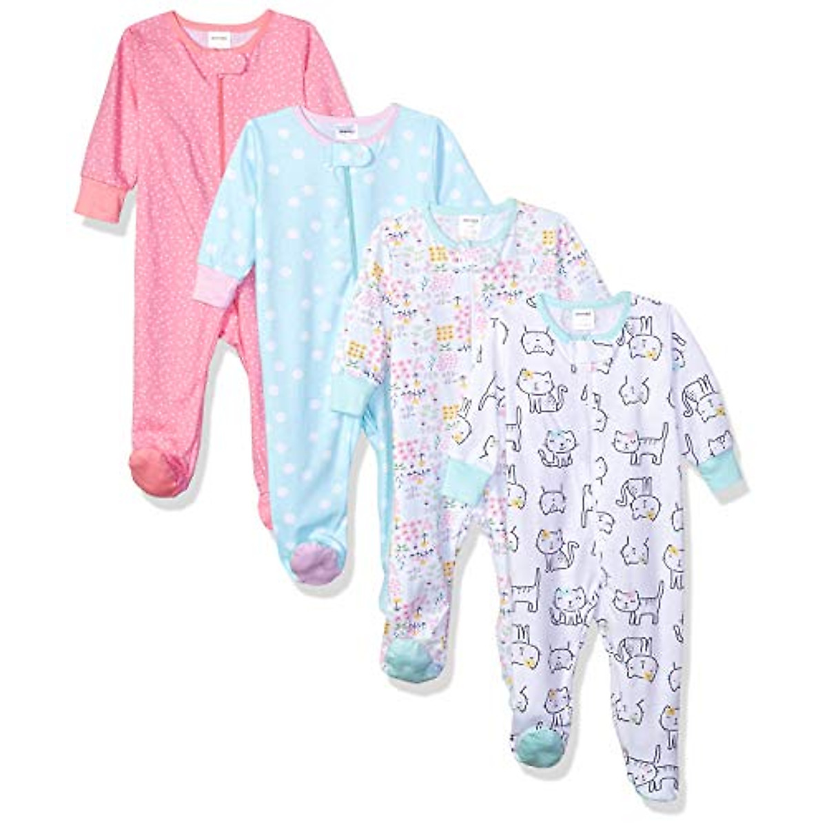 Onesies Brand Baby Girls 4-pack 'N Play Footies Multi And Toddler Sleepers, Cats, 3-6 Months US