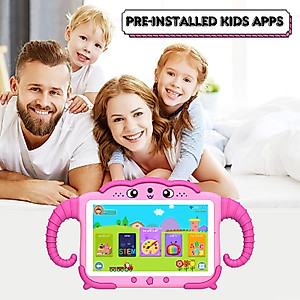 Kids Tablet 7" Tablet for Kids 64GB Toddler Tablet Kids Software Installed, Kids Android Learning Tablet with WiFi Case Dual Camera Parental Control for Toddlers Children Tablet YouTube Netflix