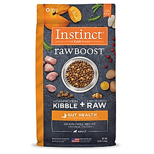 Instinct Raw Boost Gut Health Grain Free Recipe with Real Chicken Natural Dry Dog Food by Nature's Variety, 4 lb. Bag