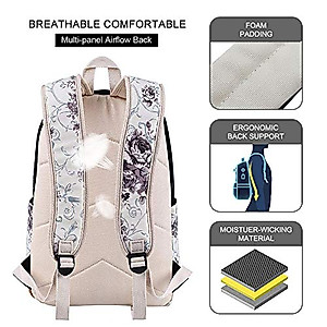 Goodking Lightweight Laptop Backpack for Women College Bookbag Stylish Casual Daypack, Black