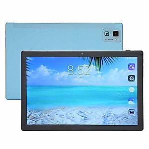 Pssopp HD Tablet, 10.1 Inch Tablet US Plug 100‑240V 2.4G 5G WiFi 6GB RAM 128GB ROM 10 (Blue)