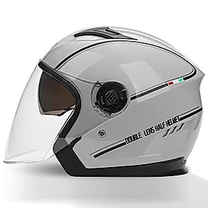 Scooter Motorcycle Helmet DOT Approved, Retro Open Face Motorcycle Helmet with Quick Release Buckle, Motorcycle Half Helmet Adult Men Women, Motorbike Street Bike Moped Racing Helmet-F-58-62CM