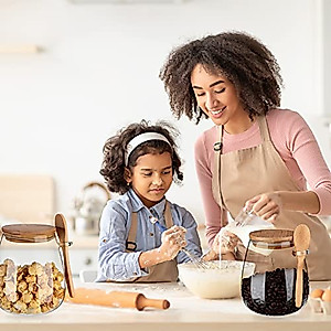 Hoolerry Set of 2 Airtight Glass Jars with Bamboo Lids and Spoons 34 oz Borosilicate Glass Canisters Overnight Oats Jar Storage Container for Kitchen Coffee Bean Tea Leaves Flour Sugar