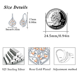Tree of Life Leverback Earrings for Women Small Leverback Hoop Earrings Sterling Silver Dainty Rose Gold Hoops Earrings Tree of Life Jewelry