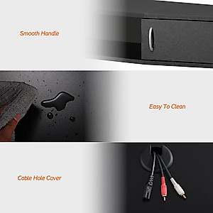 FITUEYES Floating TV Stand Wall Mounted Shelf with Colorful LED Lights, Wood Media Console Entertainment Center Under TV, Cabinet Hutch Desk Storage for Home and Office,Black