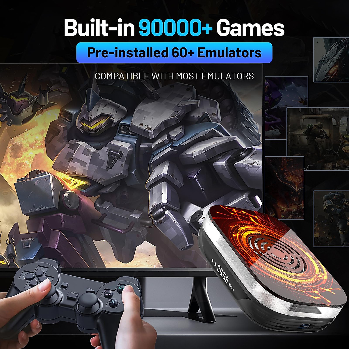 Kinhank Super Console X4 Plus video Game Console with 90000+Games, EmuELEC 4.6/Android 11.0/CoreE，Retro Game Console Compatible with Most Emulators,S905x4,8K UHD Display