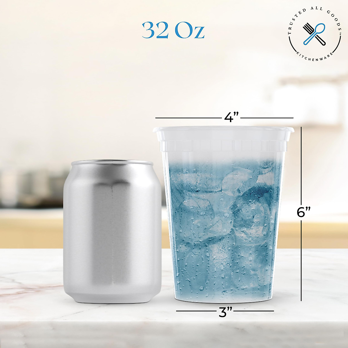 Trusted All Goods [25Sets - Clear Plastic 32 oz Deli Containers with Lids & One (1) Label Sheet - Leakproof BPA Free - Deli Container with Lids 32 oz - Freezer and Dishwasher Safe