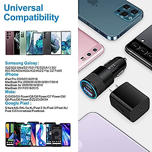 Type C Charger Fast Charging Block for Samsung Galaxy A14,A13 5G,A54,S23,A03s,S21 FE,A53 5G,S22 Ultra,Z Fold 4,S20 FE,20W PD 3.0 USB C Wall Charger 38W Car Adapter+2 PCS Android 6ft USB C-to-C Cable