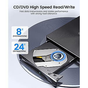 ORICO External CD DVD Drive for Laptop PC with USB Ports and TF/SD Card Slots Portable DVD Disc Drive Support M-DISC Compatible Windows Linux OS Mac System
