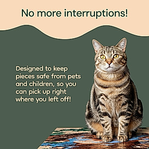 PlayVibe 1500 Piece Rotating Puzzle Board with Drawers and Cover - Sturdy Jigsaw Puzzle Table with 6 Drawers 26" x 35" - Portable Puzzles Boards with Lazy Susan, Wooden, Spinning Puzzles Accessories