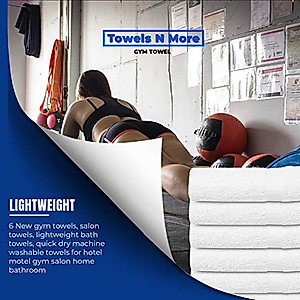 Towels N More 6 Pcs New Gym Towels 20x40 White 100% Cotton Loop Terry Bath Towels Salon Towels Light Weight Fast Drying(6)