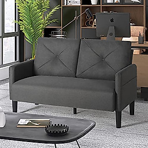 YIGOBUY Upholstered Modern Comfy Sofa Couch 56" W Small Loveseat Sofa Couches w/ 2 USB Charging Ports Fabric 2-Seat Small Couch Sofas for Living Room, Bedroom, Compact Small Space, Apartment, Office
