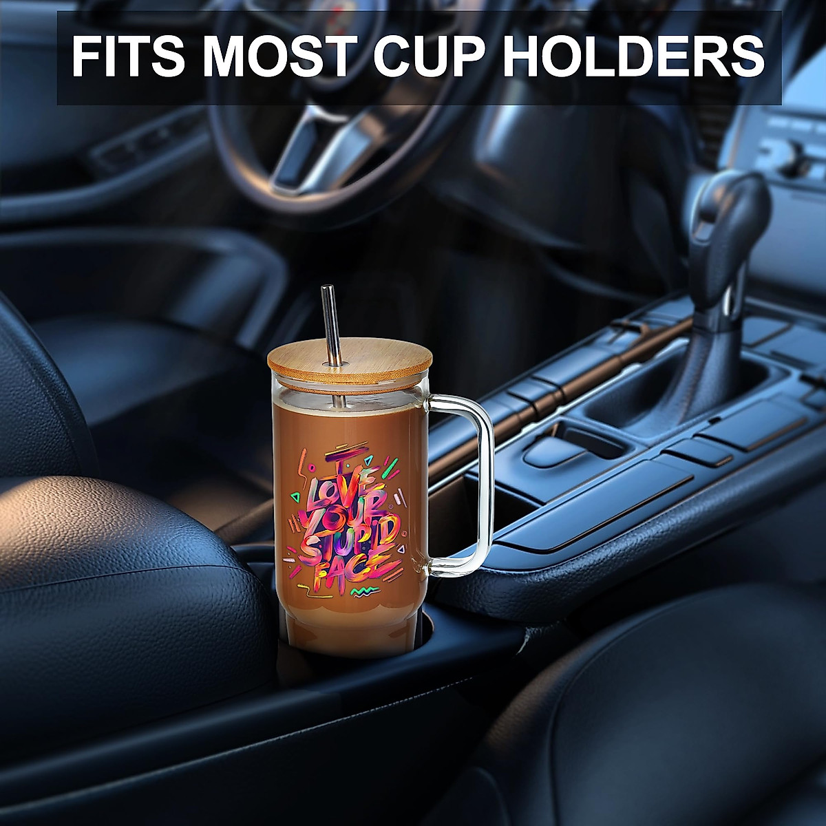 Laosh 40 oz Sublimation Glass Tumbler with Handle, Clear Tumblers with Lid and Straw, 40oz Large Capacity Drinking Glass Cups Bulk for Smoothie, Beer, Coffee, Tea, Milk, soda, water - 4 Pack