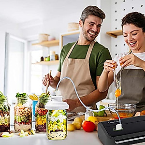 Mason Jar Vacuum Sealer Kit for Foodsaver, Food Saver Jar Sealer Attachment, Food Storage Vacuum Sealer Kit with Accessories Hose for Wide & Regular Mouth Mason Jar