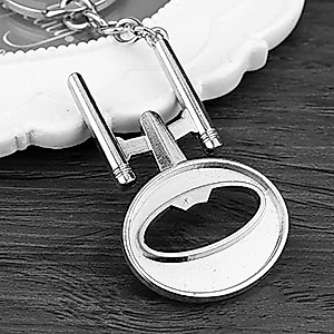 Star Trek Bottle Opener Keychain - USS Enterprise NCC-1701 Gold Metal Bottle Opener Keyring Manual Openers（Silver）