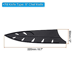 PATIKIL Plastic Safety Knife Cover Sleeves for 8" Chef Knife, 2 Pack Knives Edge Guard Blade Protector Universal Knife Sheath for Kitchen, Black