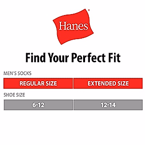 Hanes mens Crew Socks, 6-pair Pack Work Sock, Black, 6 12 US