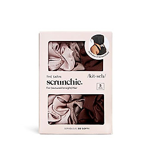 Kitsch Satin Hair Scrunchies for Women - Softer Than Silk Scrunchies for Hair | Satin Scrunchies for Girls & Stylish Satin Hair Ties for Women | Cute Satin Hair Scrunchie for Styling, 5 pack (Assorted)