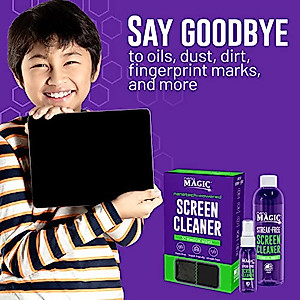 NANO MAGIC Screen Cleaner Spray Kit - For Streak Free Clean Screens on Computer & Laptop Monitor, Phone Touchscreen, Watch, Glasses, LED & LCD TV, + - Spray, Refill, Microfiber Cloth, Travel Pouch
