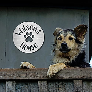 RBPCAAR Custom Dog Kennel Sign Personalized Metal Dog House Sign Personalized Sign for Dog