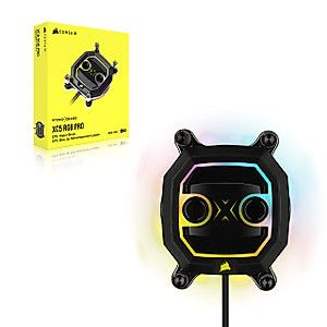 CORSAIR Hydro X Series XC5 RGB PRO CPU Water Block - AMD Socket AM5, AM4 - Copper Cold Plate - More Than 110 Micro-Cooling Fins - 16 Vivid RGB LEDs, Black