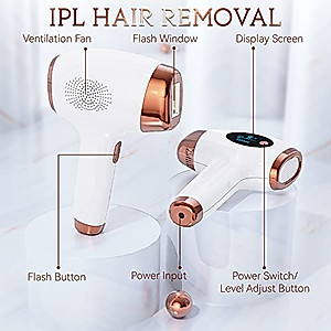 Aopvui At-Home IPL Hair Removal for Women and Men, Permanent Laser Hair Removal 999900 Flashes for Facial Legs Arms Whole Body Treatment