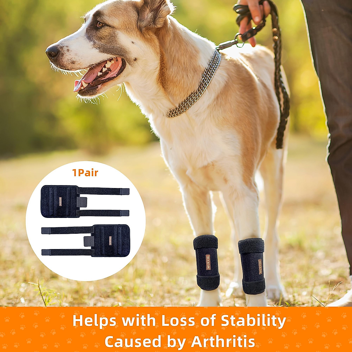 MUKVIK Dog Front Leg Brace, 1 Pair Dog Canine Front Leg Compression Brace Wrap with Metal Strips, Protects Wounds, Brace Heals, Prevents Injuries and Sprains, Helps Arthritis (S/M)