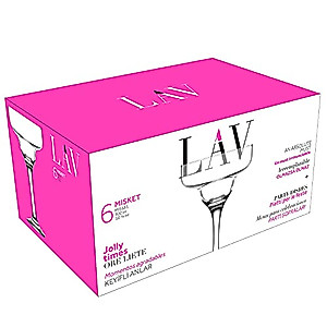 lav Margarita Glasses Set of 6 - Margarita Cocktail Glasses 10.25 oz - Clear Daiquiri Glasses for Parties - Classic Cocktail Drinking Glasses for Frozen Drinks - Made in Europe