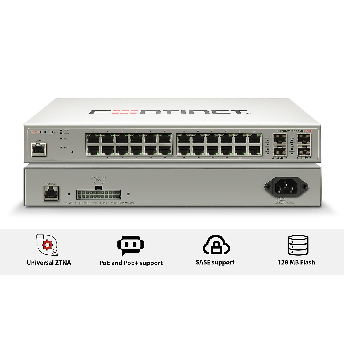 Fortinet FortiSwitch - 224E-POE Layer 2/3 PoE+ Switch (FS-224E-POE)