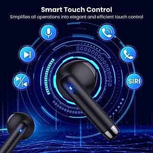 SGNICS for Wiko Voix in-Ear Earphones Headset with Mic and Touch Control TWS Wireless Bluetooth 5.0 Earbuds with Charging Case - Black