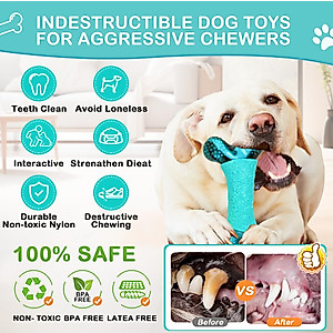 FRLEDM Dog Toys for Aggressive Chewers Indestructible Dog Toys Durable Dog Chew Toys for Large/Medium Breed, Real Bacon Flavored Best Dog Toys to Keep Them Busy