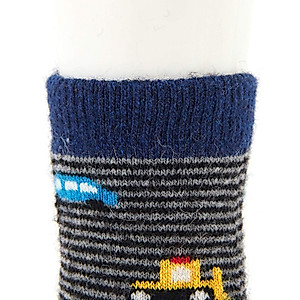 Mardonskey Big Kids Winter Warm Socks Boys Wool Socks Thick Thermal Crew Socks for Boys Car 6 Pairs 8-10 Years