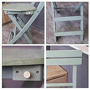 Folding Bar Stool, Counter Height Stool, Dining Chair with Backrest and Footrest, Bamboo, Foldable Outdoor Leisure Chair for Home Kitchen(Green)