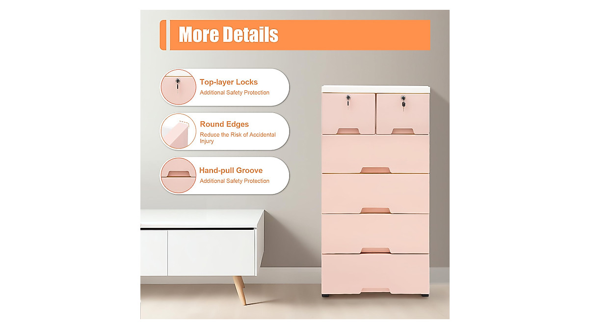 TouSuaRSi Pink Plastic Storage Drawers - Large-Capacity Organizer