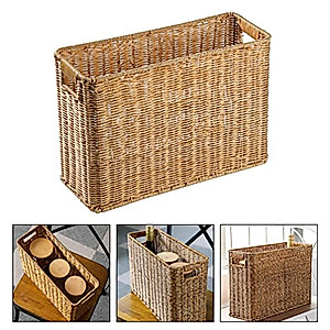 Ipetboom Snack Container Magazine Storage Basket Decorative Plastic Water Hyacinth Storage Basket Desktop Basket Bin Woven Closet Storage Organizer Bin Farmhouse Rustic Decor Drawer Tray