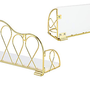 Superbpag Floating Shelves Wall Mounted Set of 2, Bathroom Decor, Wall Shelf for Bedroom, Living Room, Kitchen, Laundry Room Storage, Gold