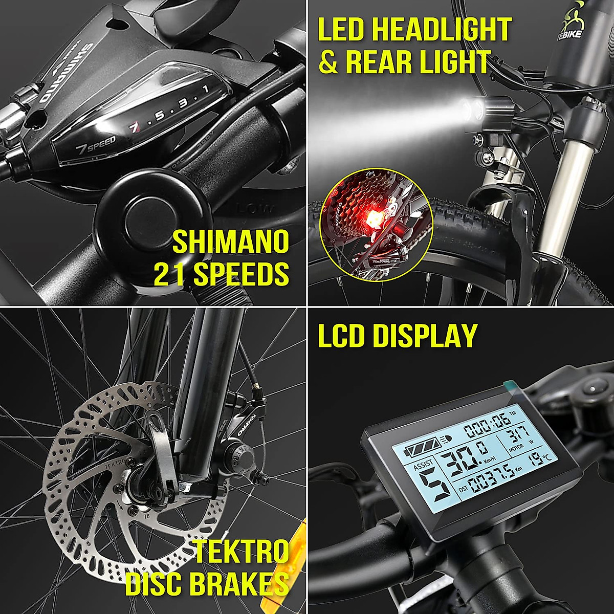 HOTEBIKE Electric Bike for Adult 750W Electric Mountain Bike 48V 13AH Removable Battery Ebike with Suspension Fork Aluminium Frame, Professional 21-Speed Gears 26"