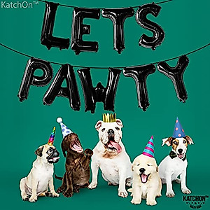 KatchOn, Black Lets Pawty Balloons - 16 Inch | Dog Birthday Party Supplies, Lets Pawty Banner for Dog Birthday Decorations | Lets Pawty Birthday Decorations, Puppy Party Balloon, Dog Party Decorations