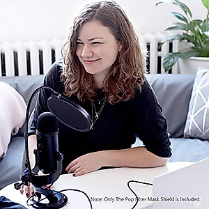 Neewer Professional Microphone Pop Filter Shield Compatible with Blue Yeti and Any Other Microphone, Dual Layered Wind Pop Screen With A Flexible 360 Degree Gooseneck Clip Stabilizing Arm